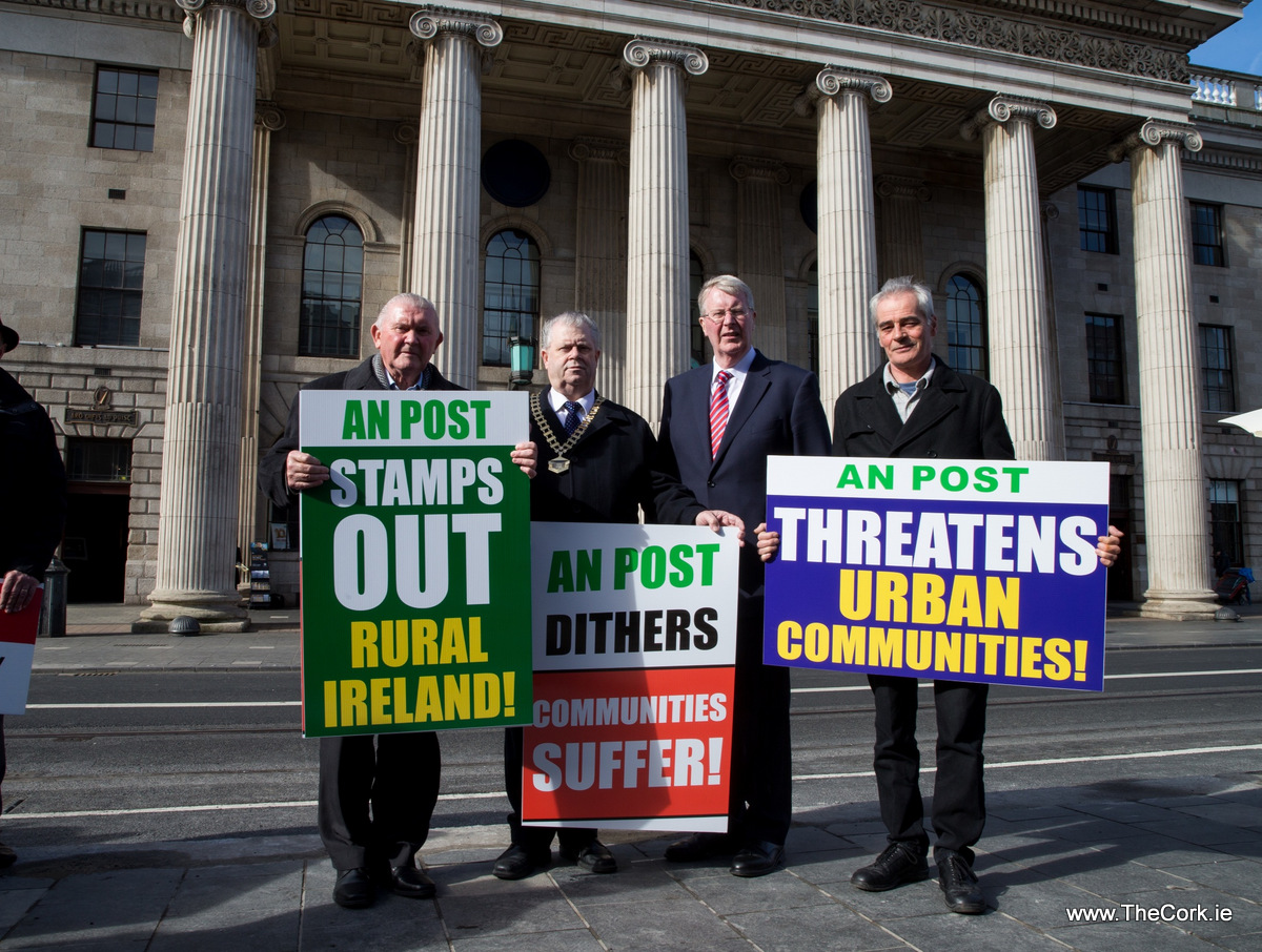 Cork Postmasters protest at Dublin GPO to resist Post Office closures ...