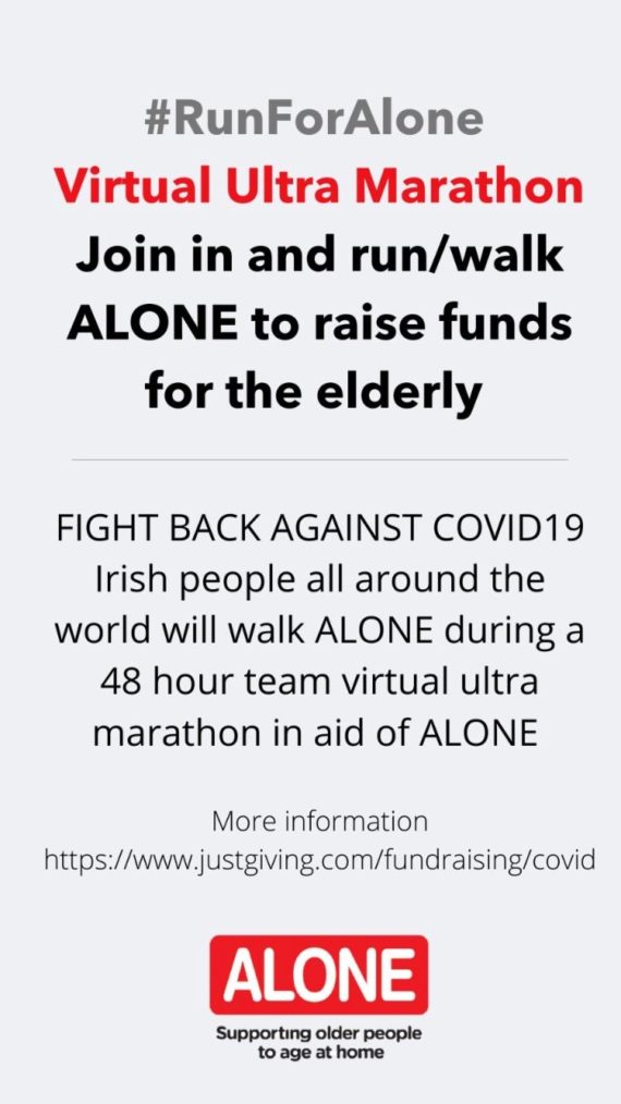#RunForALONE - 48 hour 'Virtual Marathon' for ALONE | TheCork.ie (News ...