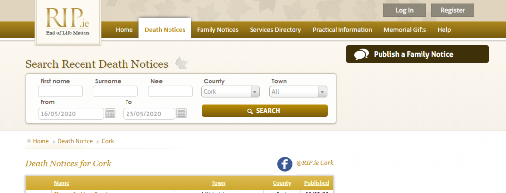 Death Notices for County Cork | TheCork.ie (News & Entertainment)